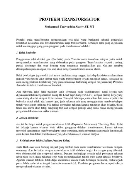 Proteksi Pada Transformator Pdf