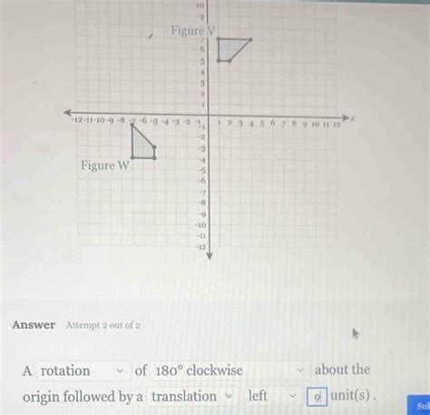 Solved 10 Answer Attempt 2 Out Of 2 A Rotation Of 180° Clockwise About