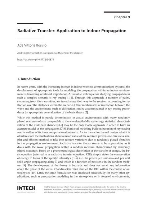 Pdf Radiative Transfer Application To Indoor Propagation Dokumentips