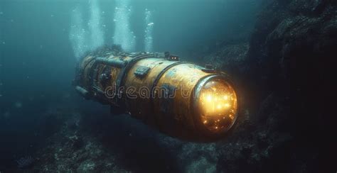 Exploration Of Ocean Depths With A Submarine Robot In A Vibrant Underwater World Generative Ai