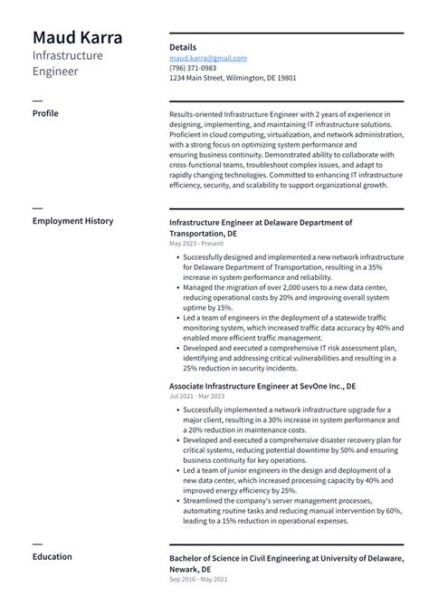 Infrastructure Engineer Resume Examples And Templates