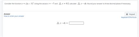solved consider the function y 3x 7 2 using the values
