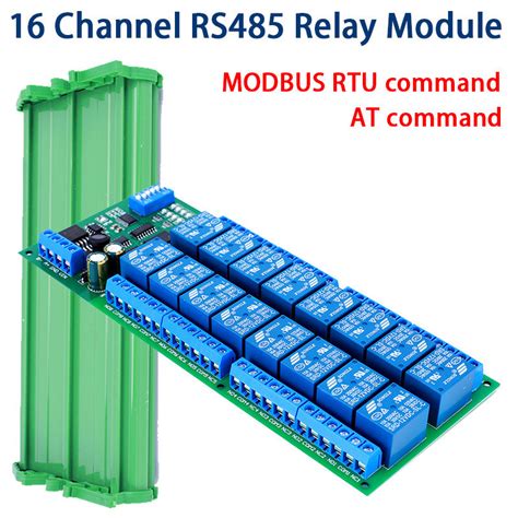 DC 12V 16 Channel RS485 Relay Module Modbus RTU UART Control Switch Board With DIN Rail Box