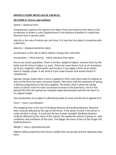Toaz Info Physics Study Notes Igcse Edexcel Pr Download Free Pdf Force Sound