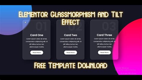Elementor Real Glassmorphism Card Hover Tilt Effects Custom Css Glass