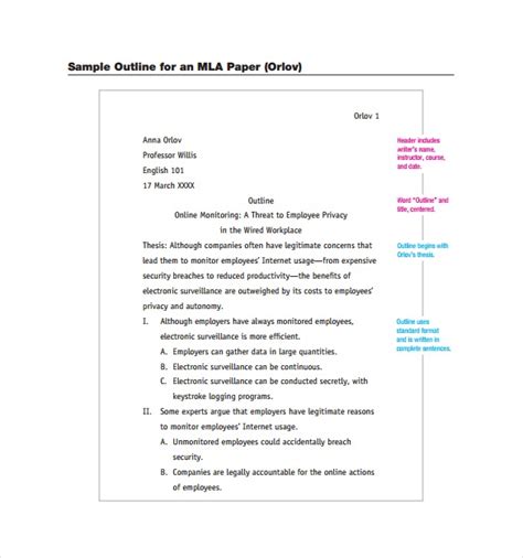 Mla Format Template Word HQ Printable Documents