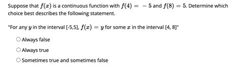 Solved Suppose That F X Is A Continuous Function With Chegg