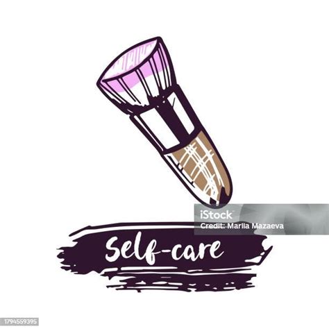 손으로 그린 화장품 브러쉬 미용 화장품 요소 자기 관리 미용실 화장품 매장 메이크업 디자인을 위한 일러스트레이션 낙서 스케치 스타일 0명에 대한 스톡 벡터 아트 및 기타