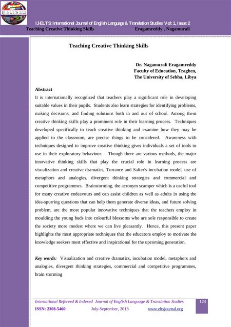 Pdf Teaching Creative Thinking Skills Full Paper Dokumentips