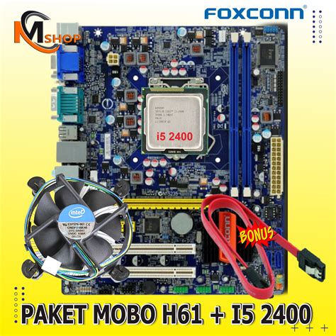 Paket Mainboard Motherboard Intel H61 Lga 1155 Ddr3 Processor Core I5 2400 Fan Intel