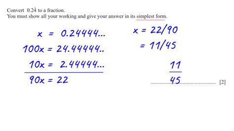 Recurring Decimals To Fractions Past Paper Questions For Igcse