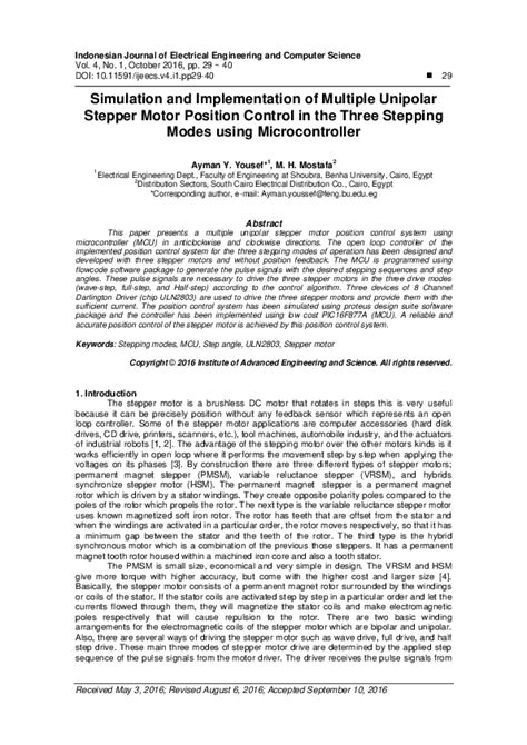 pdf simulation and implementation of multiple unipolar stepper motor