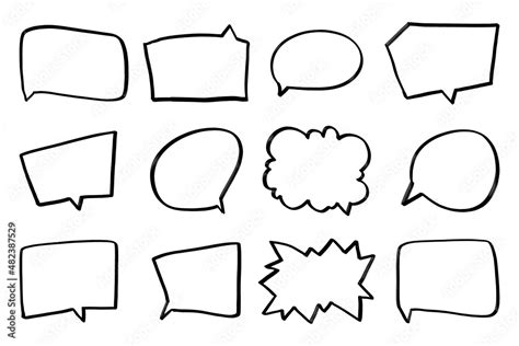Talking Cloud Iconsdialog Box Icon Chat Cartoon Bubbles Hand Drawn