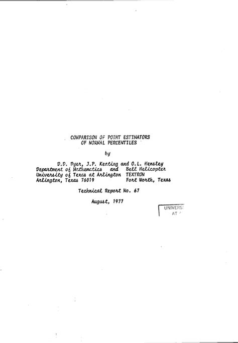 Pdf Comparison Of Point Estimators Of Normal Percentiles
