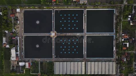 Aerial View Wastewater Treatment Plant Filtration Of Dirty Water Or