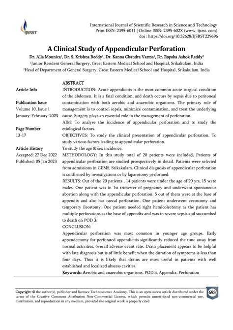 PDF A Clinical Study Of Appendicular Perforation