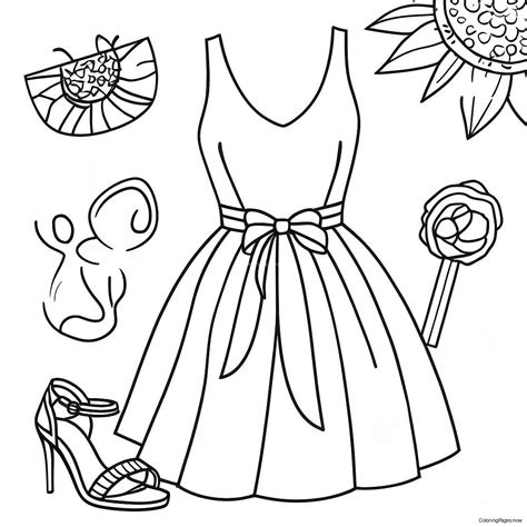 Colorful Summer Dress Coloring Page 37904 30335