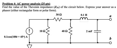 Solved Problem AC Power Analysis Pts Find The Value Chegg