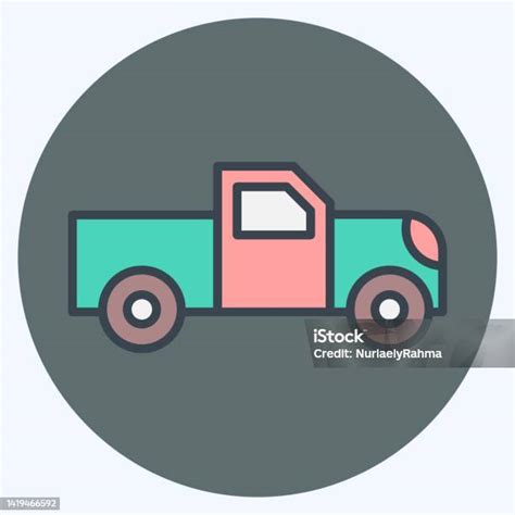 아이콘 픽업 자동차 기호에 적합합니다 컬러 메이트 스타일 편집 가능한 간단한 디자인 디자인 템플릿 벡터 간단한 그림 곡선에 대한 스톡 벡터 아트 및 기타 이미지 Istock