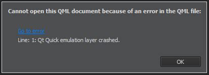 Qml How To Fix Line Qt Quick Emulation Layer Crashed Stack Overflow