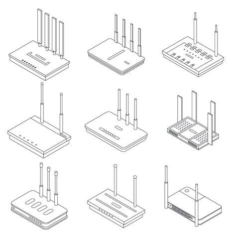 router icons set vector outline 12332122 vector art at vecteezy