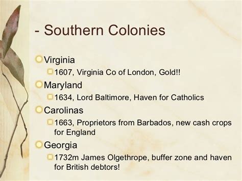 New England Middle And Southern Colonies Comparison Chart