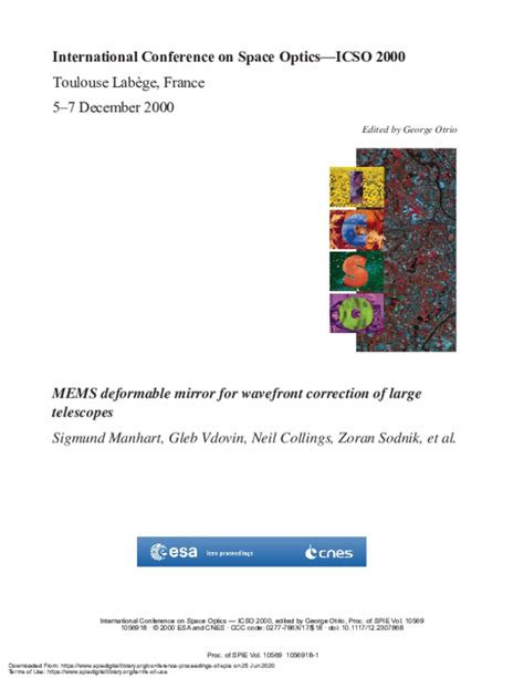 Pdf Mems Deformable Mirror For Wavefront Correction Of Large Telescopes