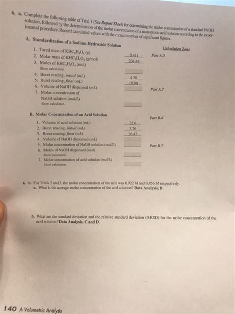 solved experiment 9 report sheet a volumetric analysis