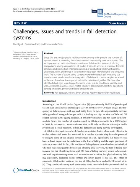 PDF Challenges Issues And Trends In Fall Detection Systems