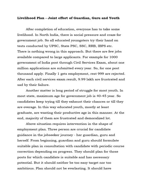 Livelihood Plan Article Pdf Career And Growth