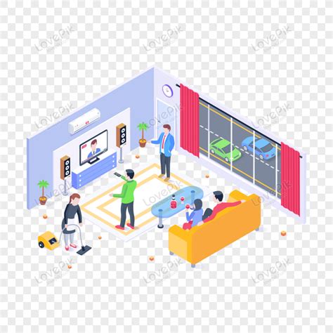 거실 에서 텔레비전 을 보 는 사람 등 축 측 도 Png 일러스트 무료 다운로드 Lovepik