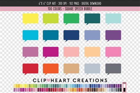 Speech Bubble Clip Art 100 Colors Graphic By Clipheartcreations