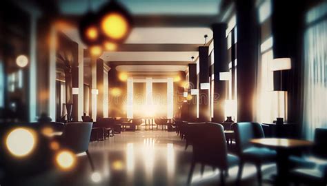 Blurred Bokeh Of The Dining Tables And Chairs In Vintage Style Image Stock Illustration