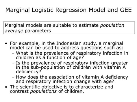ppt lecture 9 marginal logistic regression model and gee chapter 8