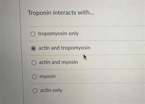Solved Troponin Interacts With Tropomyosin Only Actin And