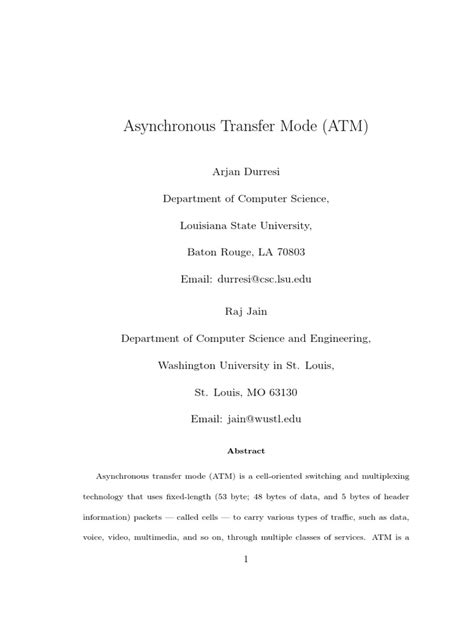 Asynchronous Transfer Mode Atm Pdf Asynchronous Transfer Mode Quality Of Service