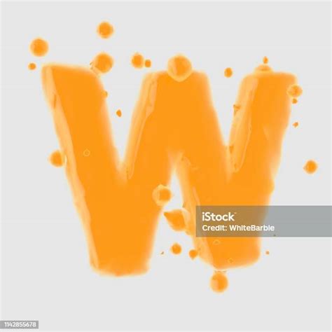 3d 문자 W 대문자 흰색 배경에 고립 된 방울과 오렌지 주스 글꼴 0명에 대한 스톡 사진 및 기타 이미지 0명 3차원
