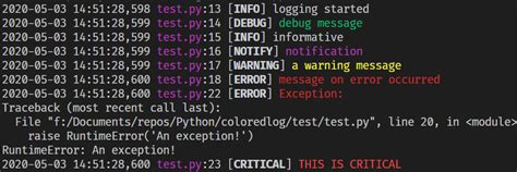 GitHub Cangyin Coloredlog Colorizes Console Output And Works With Logging StreamHandler