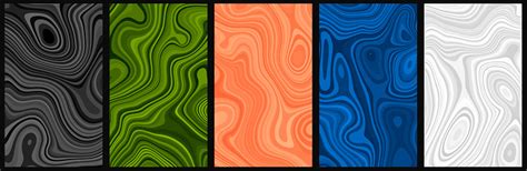 광학적인 방해 및 액체 효력을 가진 다채로운 추상적인 포스터 디자인의 세트 배너 전단지 초대장 표지 명함을 위한 움직임의 환상 소용돌이 모양에 대한 스톡 벡터 아트 및 기타