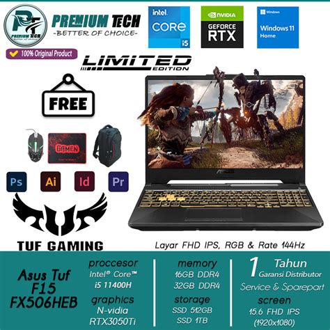 Jual Leptop Gaming Asus Tuf F Fx Heb Intel I H Ram Gb Tb Ssd Nvidia Rtx Fhd Ips