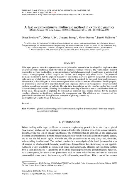 pdf a fast weakly intrusive multiscale method in explicit dynamics