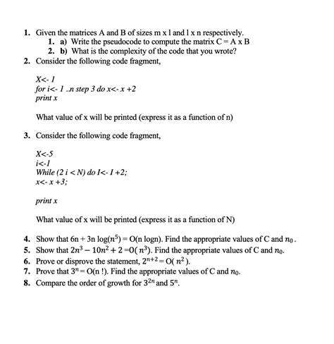 Solved Given The Matrices A And B Of Sizes M And N Chegg