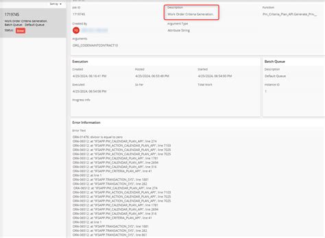 Work Order Criteria Generation Error Ifs Community