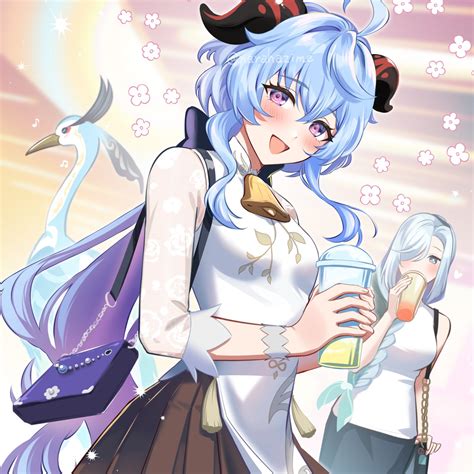 Ganyu Shenhe Cloud Retainer And Ganyu Genshin Impact Drawn By Narahazime Danbooru