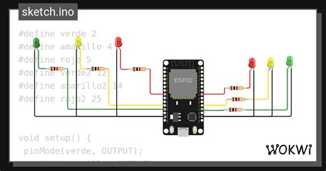 Doble Semaforo Wokwi Esp32 Stm32 Arduino Simulator