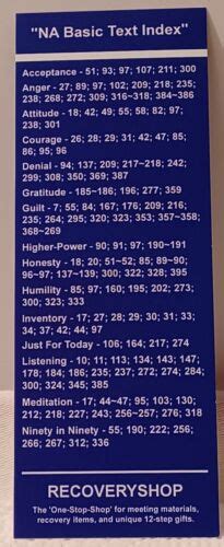 Na Basic Text Index Laminated Bookmark Narcotics Anonymous Ebay