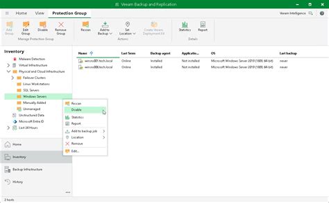Disabling Protection Group Veeam Plug Ins For Enterprise Applications