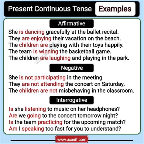 Present Continuous Tense Examples Affirmative Negative And Interrogative You Can