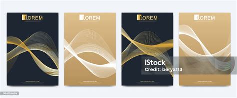 안내 책자 전단지 전단지 커버 카탈로그 잡지 또는 연례 보고서 A4 크기에 대 한 최신 벡터 템플릿 비즈니스 과학 및 기술 설계도 서 레이아웃입니다 황금 파도 함께 프레 젠