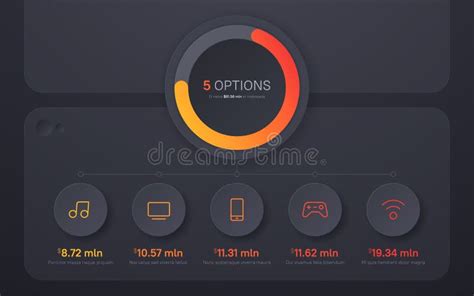 Dark Hued Presentation Infographic Structure Chart Design Five Options Stock Vector